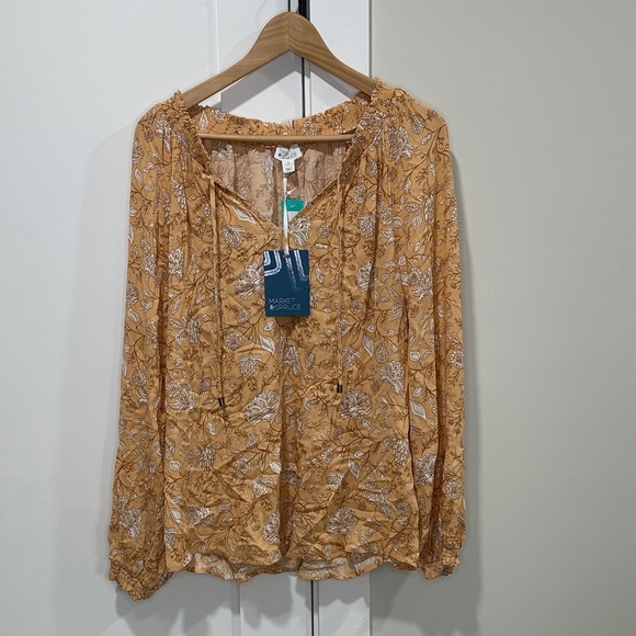 Market & Spruce | Tops | Market Spruce Mustard Floral Blouse | Poshmark